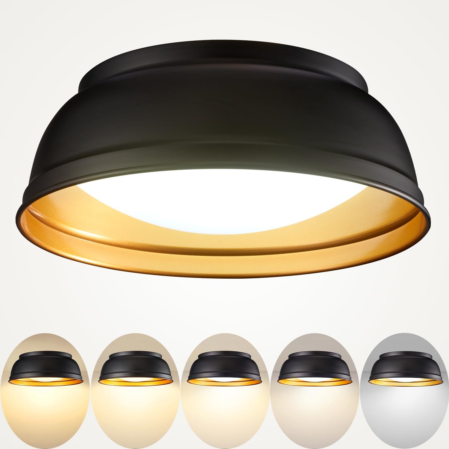 Wheatronic LED Flush Mount Ceiling Light Fixture Black and Gold,24W ...