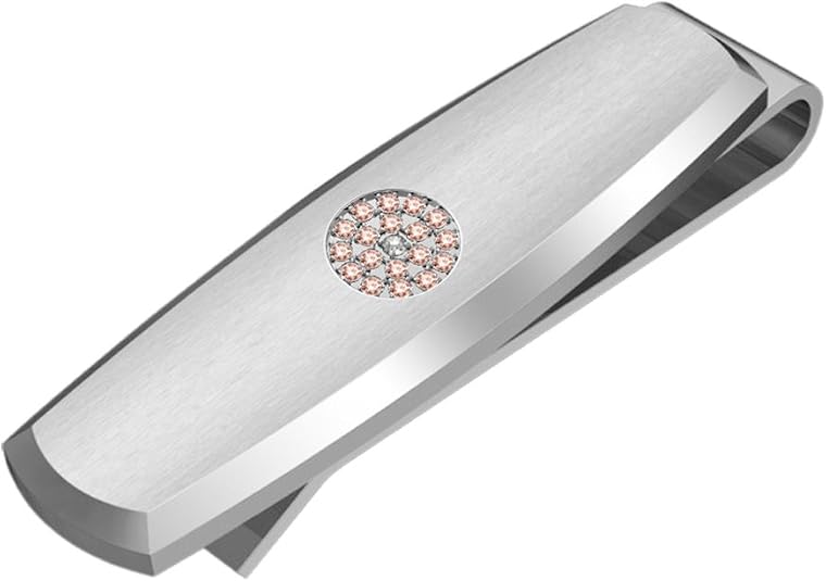 Amazon.com: 1/5 carat money clip with brown diamonds in stainless steel ...