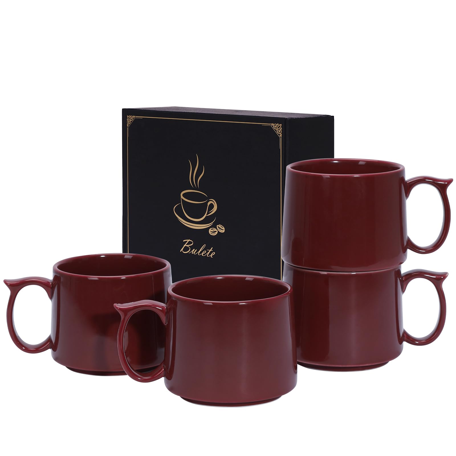 Amazon.com: Bulete 19 oz Large Coffee Mugs Set of 4, Stackable Ceramic ...