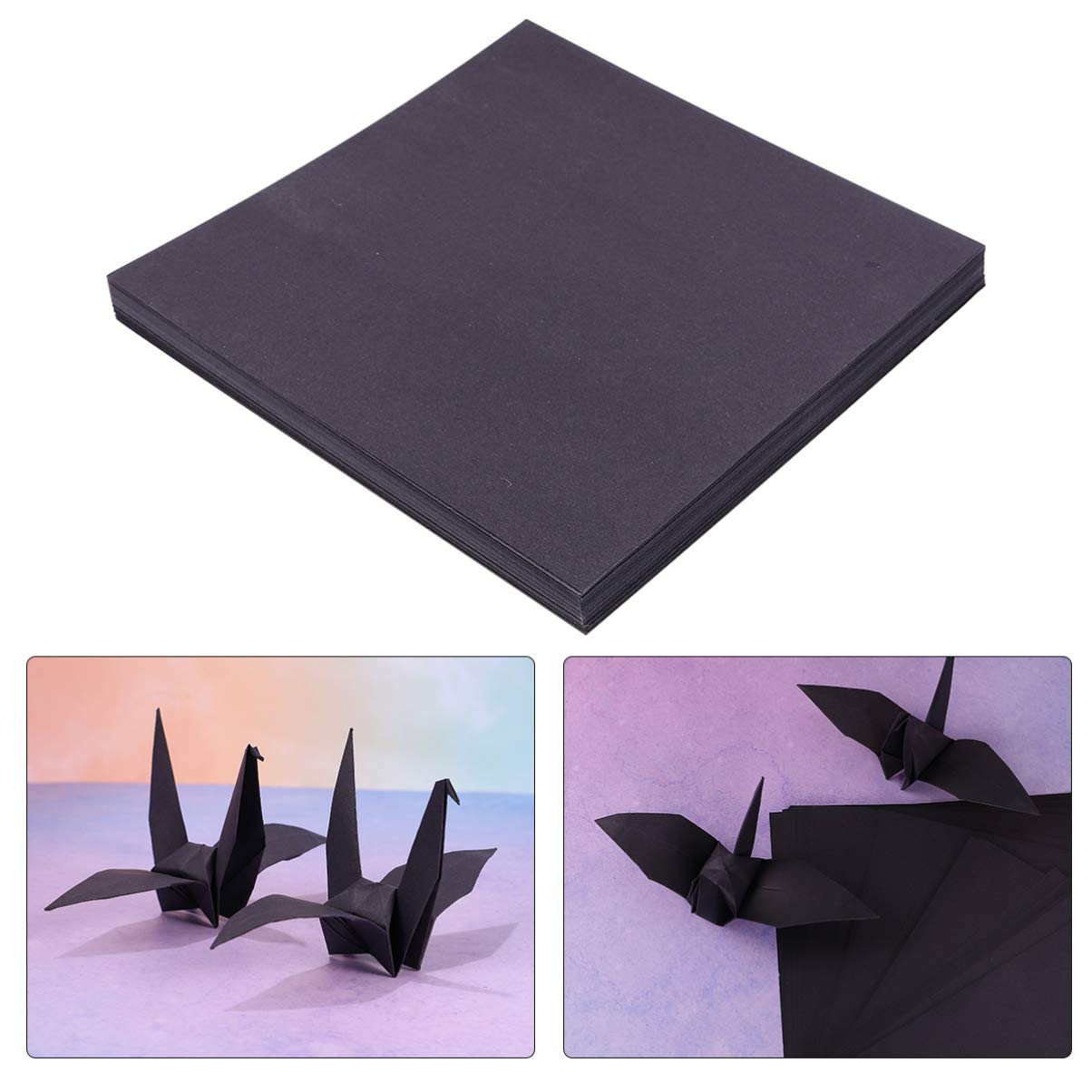 PretyZoom 100 Pieces Origami Paper Sheets Creative Black Square Paper ...