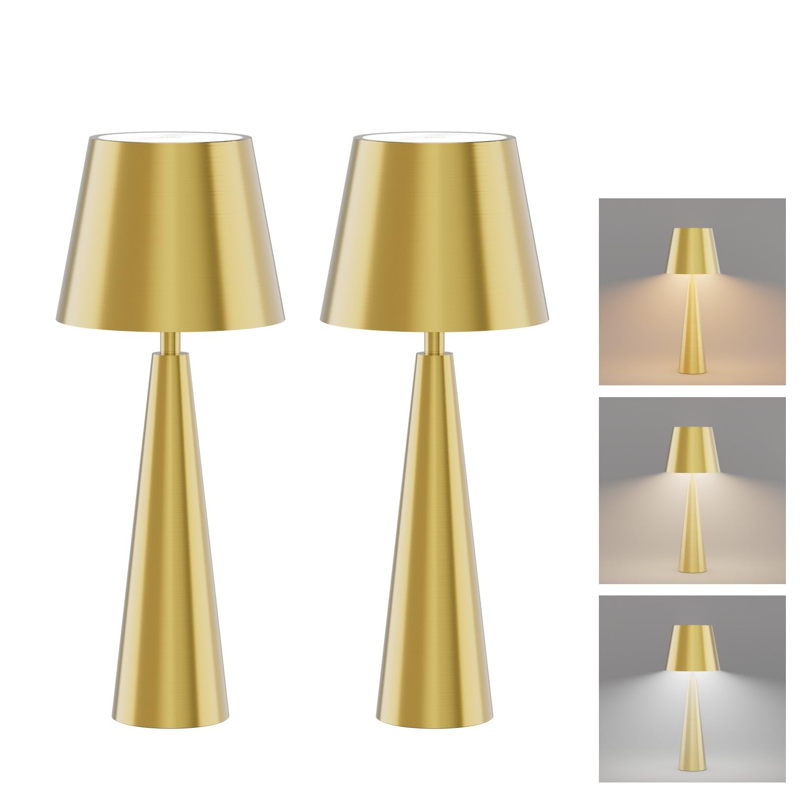 Coinmit Portable Gold Table Lamps with Touch Sensor, Modern LED ...