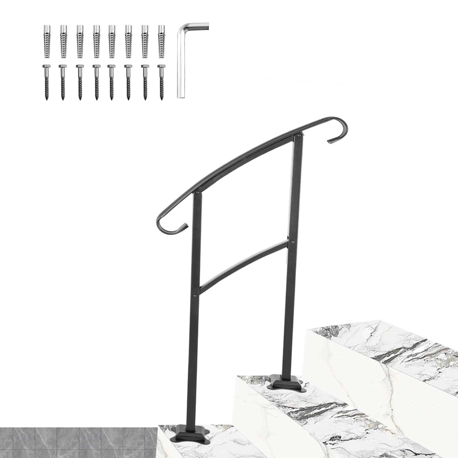 Spaceeup Outdoor Stair Arch Handrail 1 2 Steps Wrought Iron | Desertcart GB