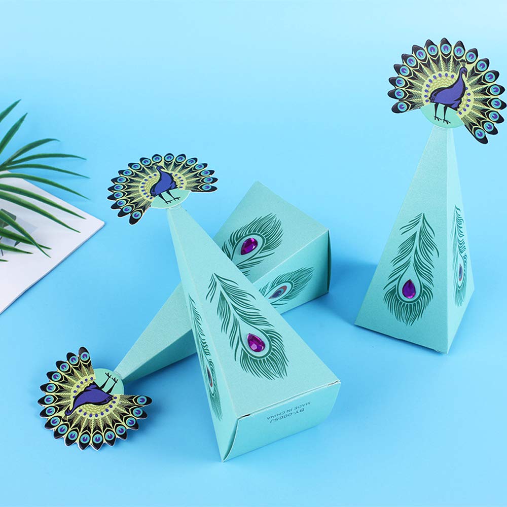 Snapklik.com : 20 Pcs Peacock Candy Boxes, Peacock Triangle Shape Party ...