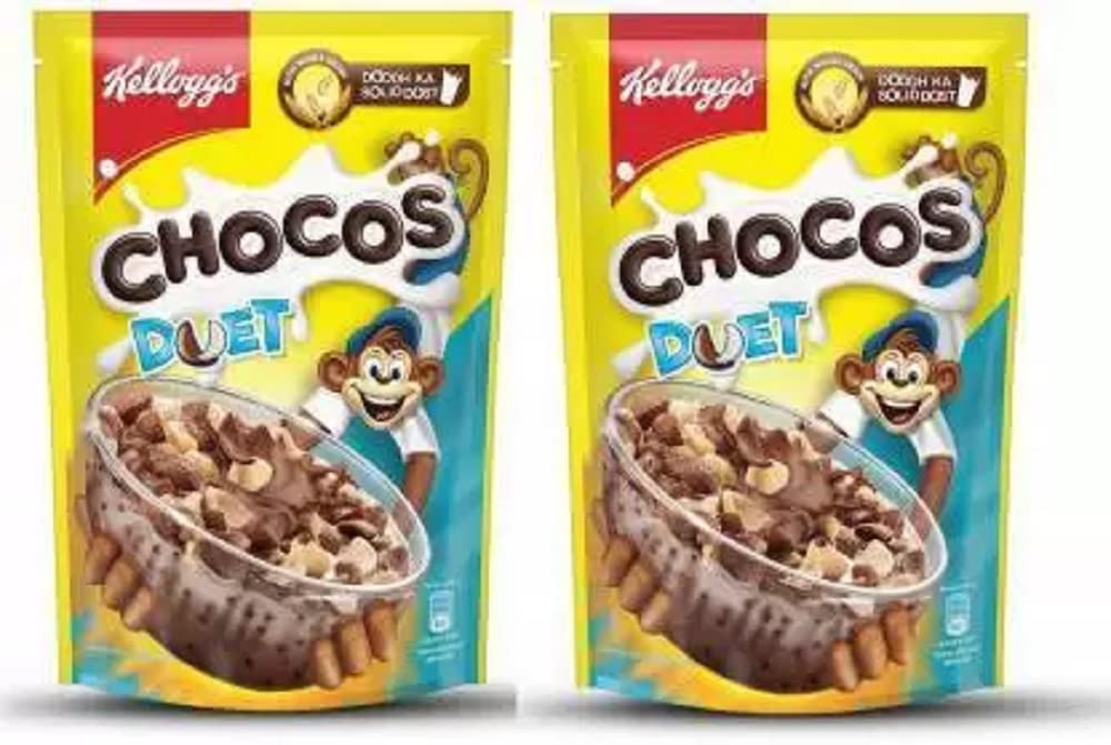 Kellogg's Chocos Duet 375 Gram Pack of 2 (750 g, Pouch, Pack of 2) (750 ...