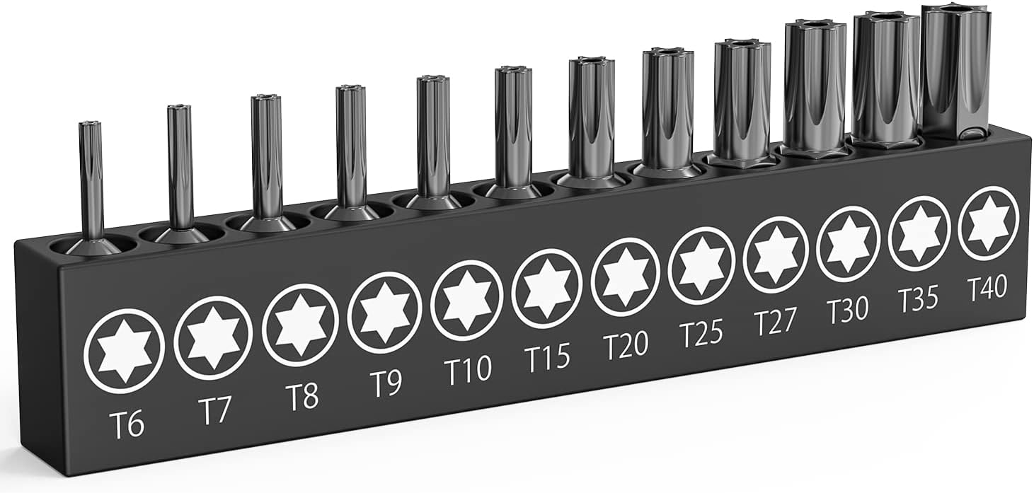 Magnetic Torx Bit Set 12pcs, Ancable 1/4" Hex Shank Security Torx Bit ...