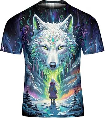 Amazon.com: VNBNT Wolf Shirt for Women Graphic 3D Design Gifts Adult ...