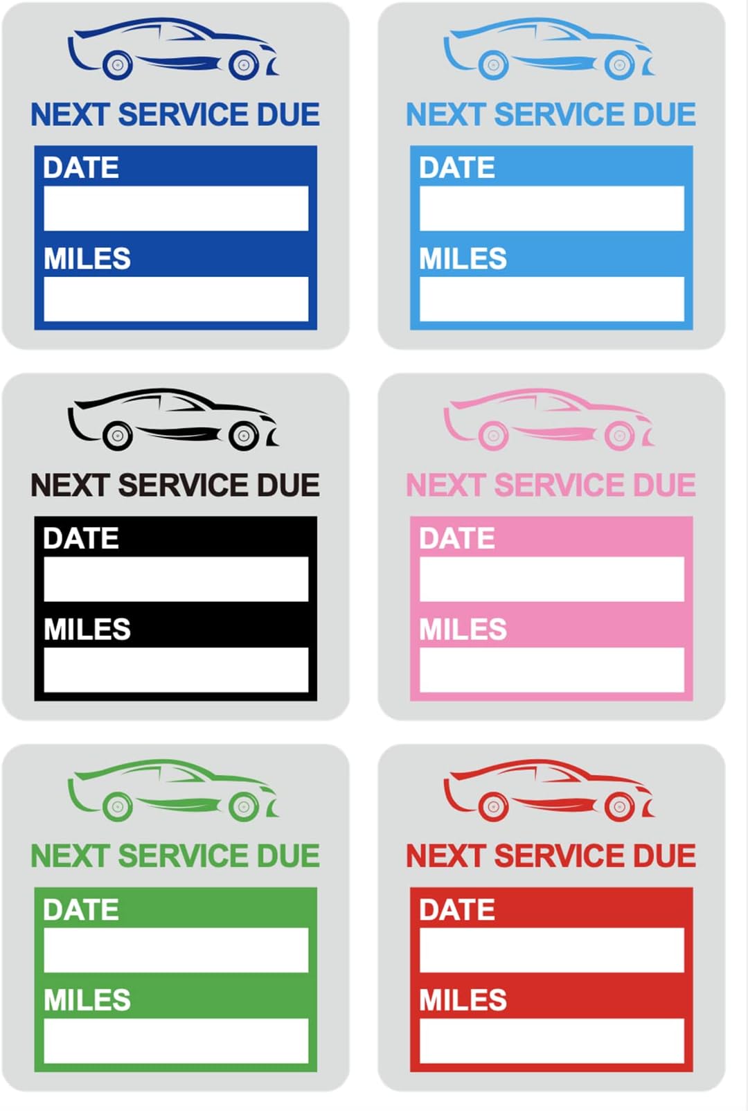 Amazon.com : 6 Colors 2x2 inch 60 PCS "Next Service Due" Static Cling ...