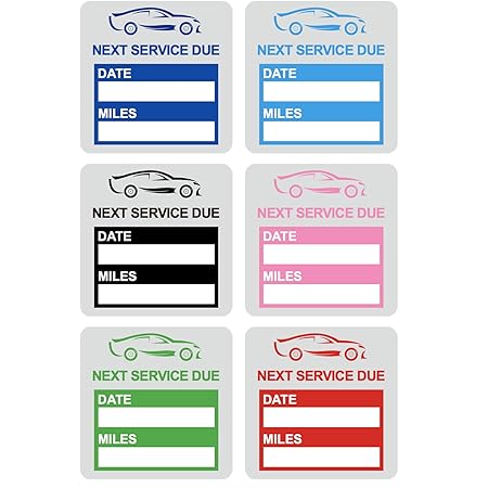 Amazon.com : 6 Colors 2x2 inch 60 PCS "Next Service Due" Static Cling ...