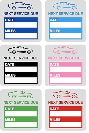 Amazon.com : 6 Colors 2x2 inch 60 PCS "Next Service Due" Static Cling ...