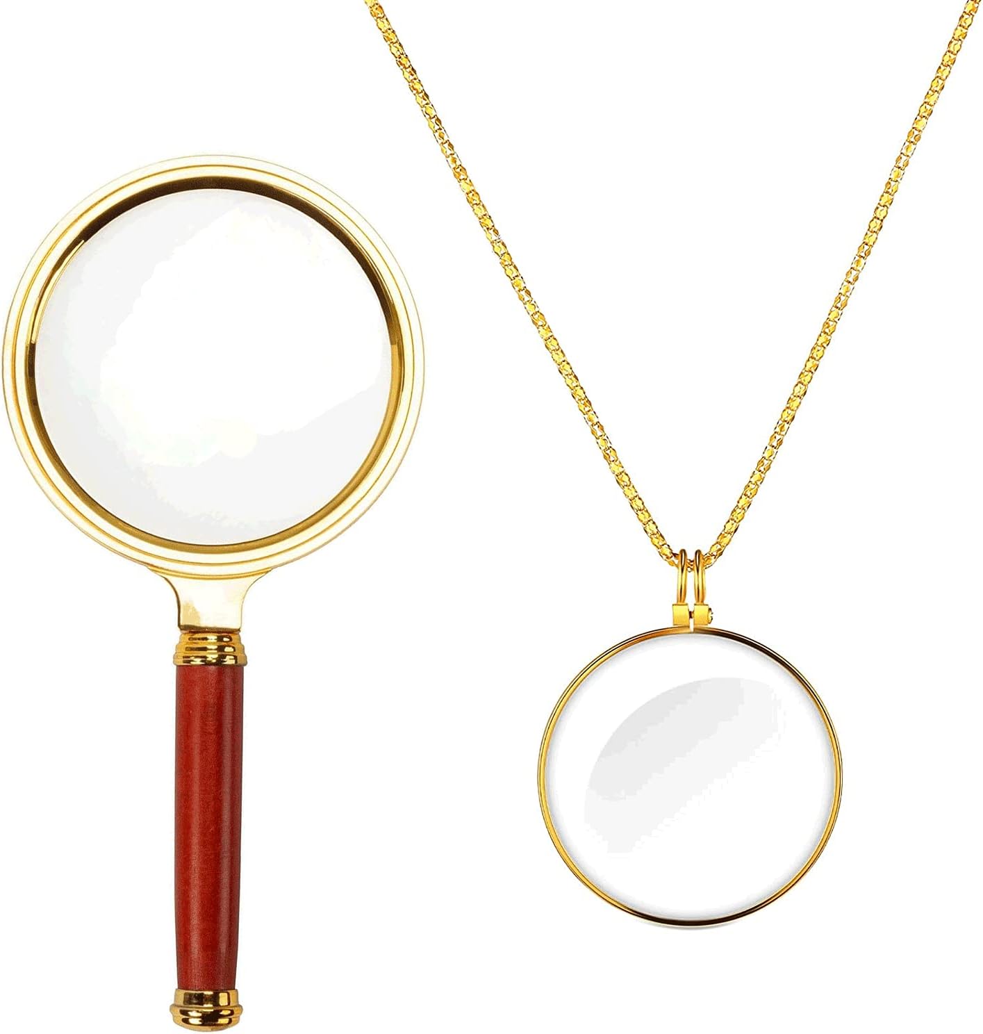 Amazon.com: 10X Handheld Magnifier With Mahogany Handle and 5X Necklace ...