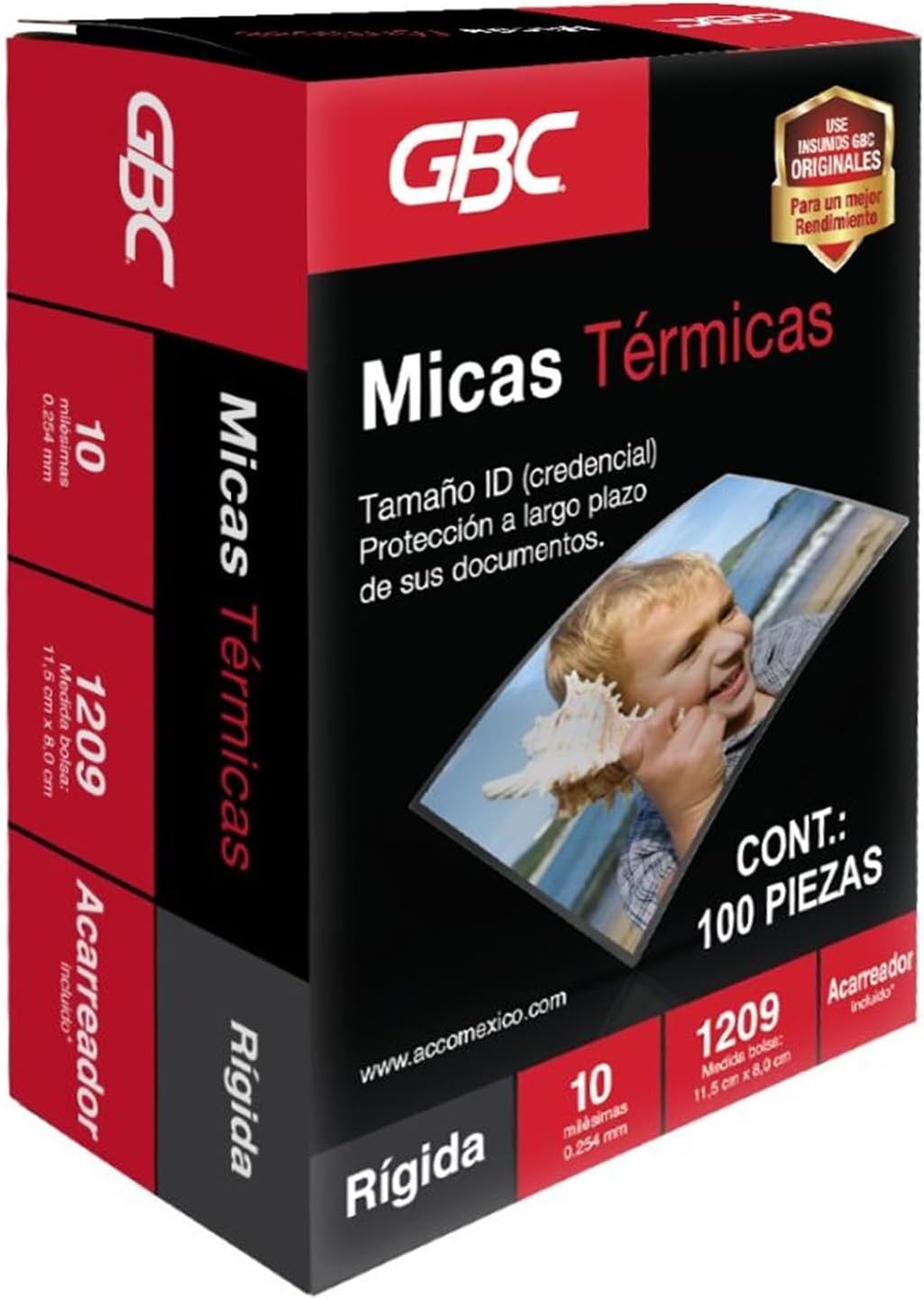 GBC Mica Térmica Rígida para laminar, 11.5 x 8 cm, 10 mil, caja con 100 Piezas. M130226 : Amazon ...