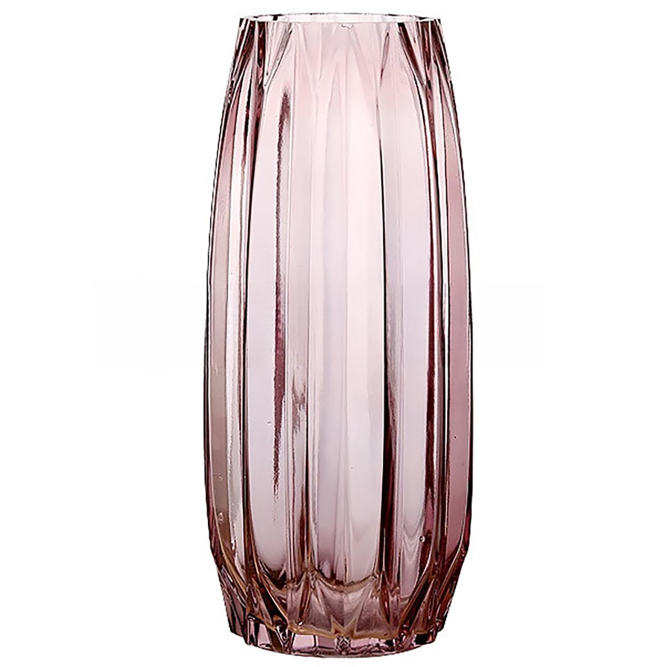 Amazon.com: Lucky Bird Purple Pink Glass Vase Modern Ribbed Glass Vase ...