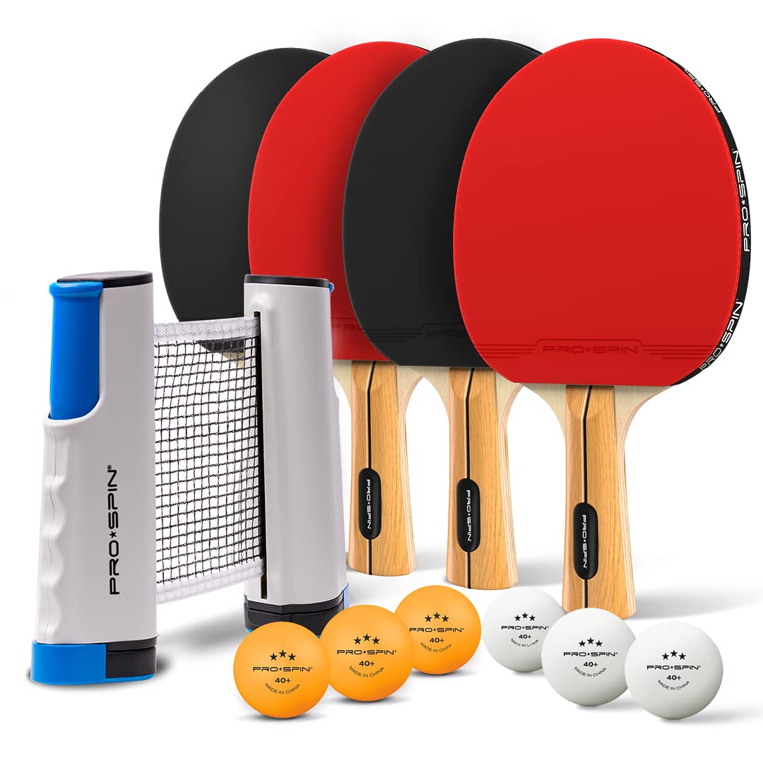 PRO-SPIN All-in-One Portable Ping Pong Paddles Set | Table Tennis Set ...