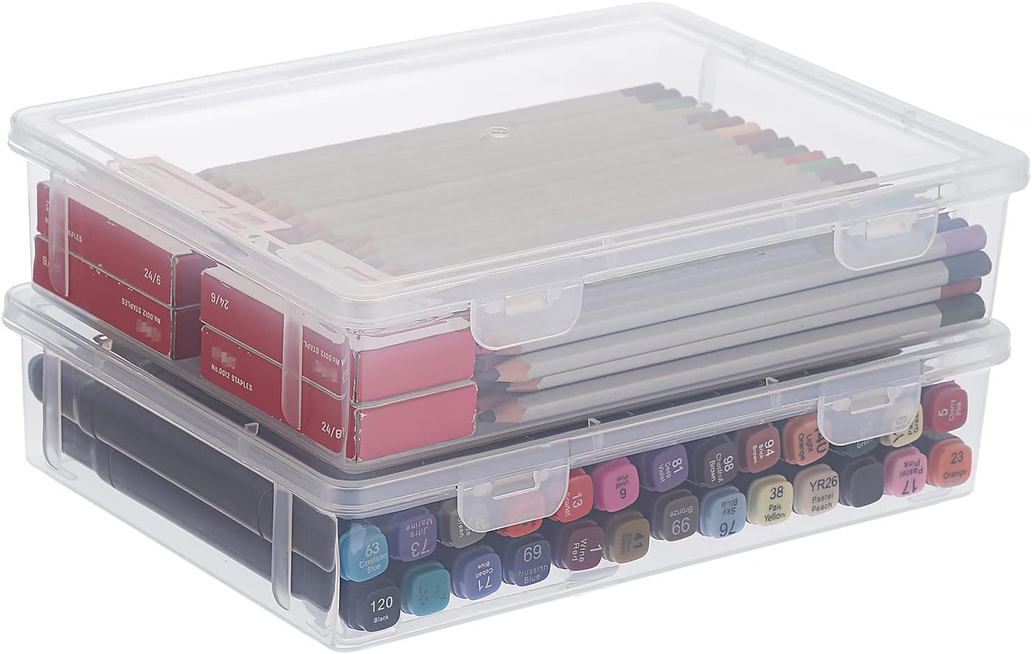 BTSKY 2 PCS Small Size Clear Stackable Rectangular Storage Box with ...