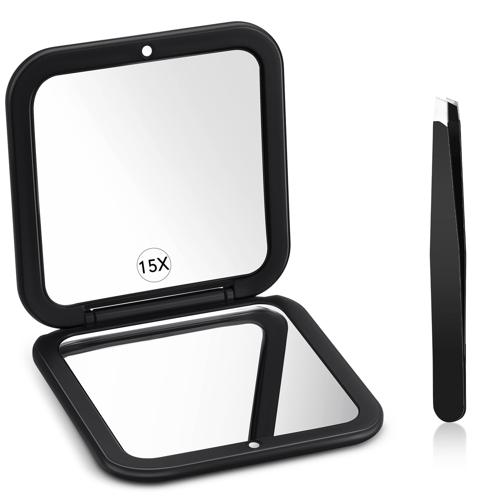 Amazon.com: Geetery Travel Compact Magnifying Mirror with Tweezers, 1X ...
