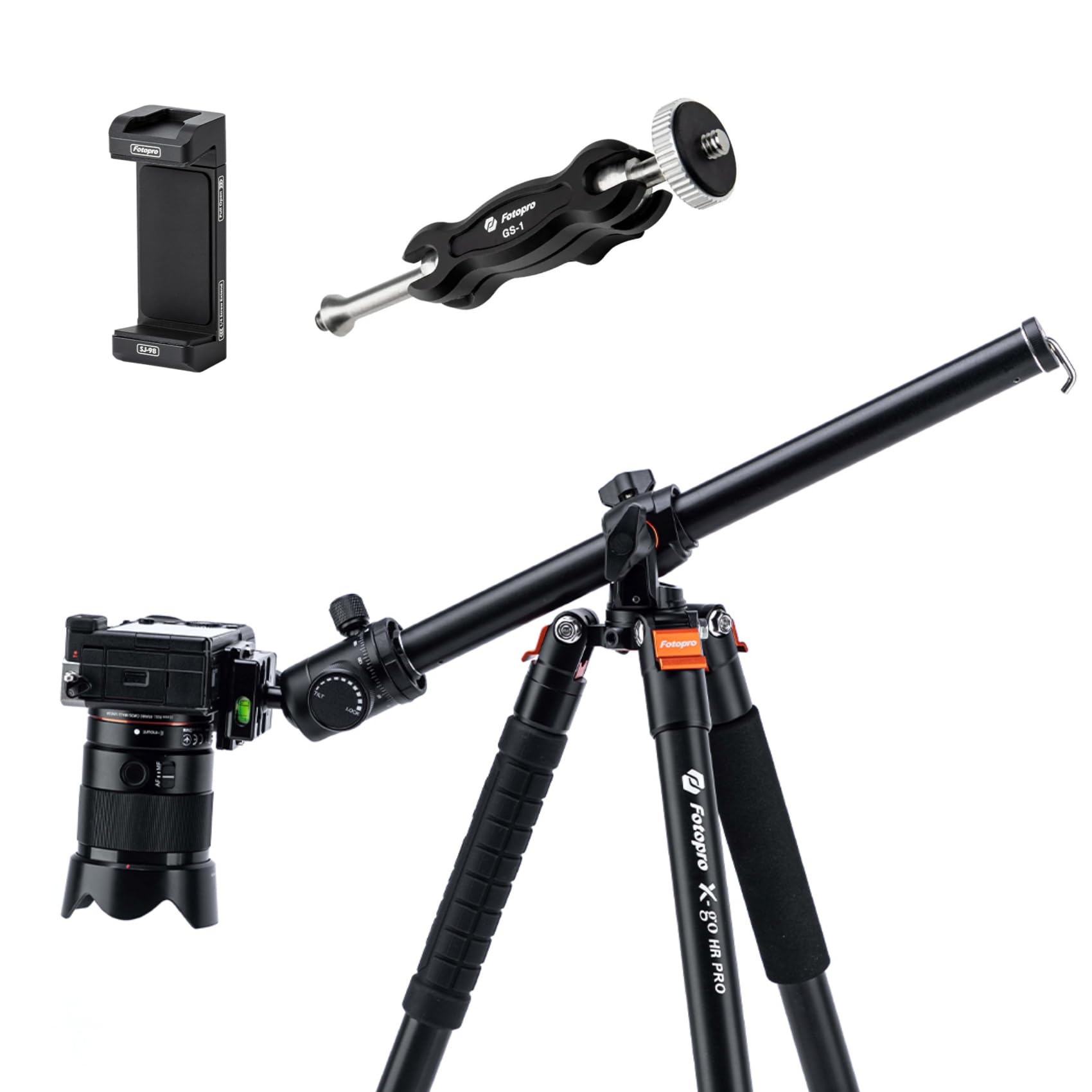 Amazon.com: Fotopro Horizontal Tripod Bundle with Magic Arm Phone Clip ...