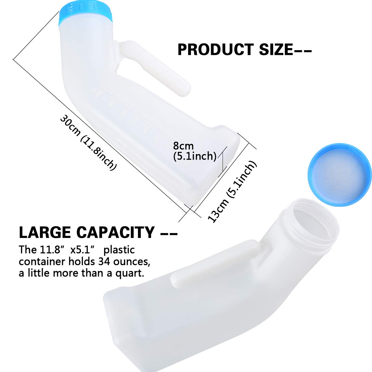 AWOKEN Women Urinals, Portable Men Pee Urinals Potty with Screw Cap Lid ...