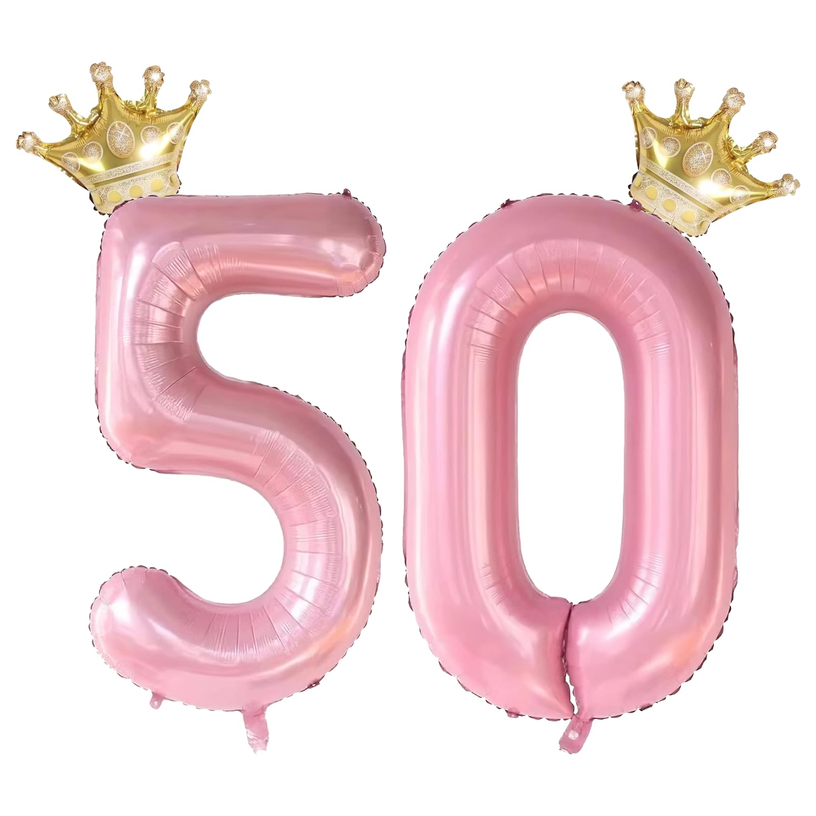 Amazon.com: 50 Number Balloon Pink 40 inch Big Foil Crown Helium 50th ...