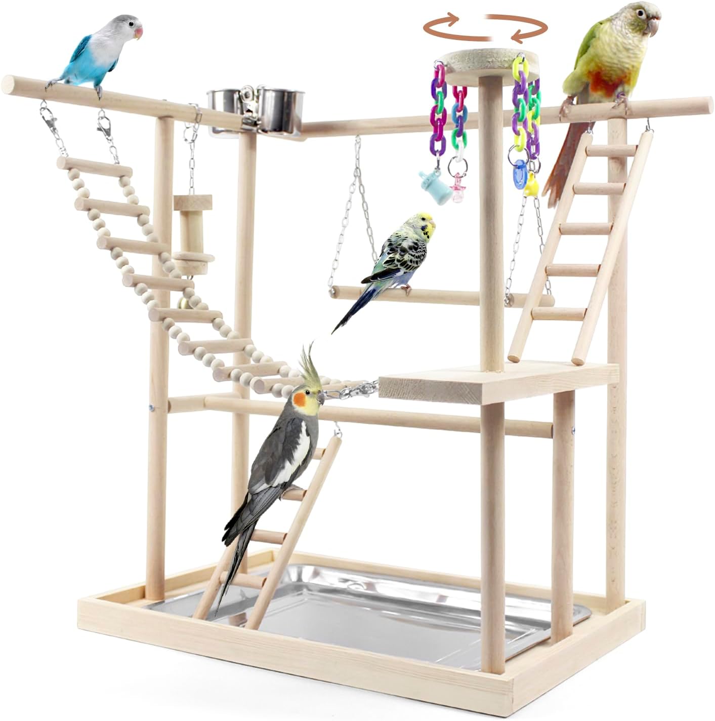 Amazon.com : HPAWHOMEPART Bird Playground, Parrot Play Stand with 2 ...