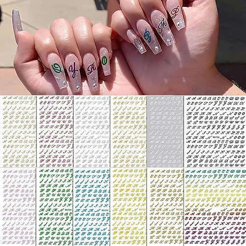 Amazon.com: Letter Nail Stickers, 7 Sheets Self-Adhesive Nail Decal ...