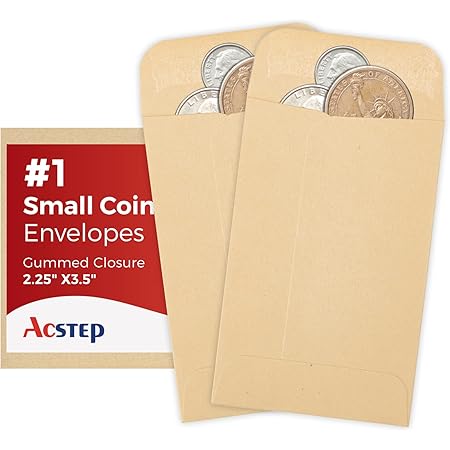 Amazon.com : 100 Pack Coin Envelopes 3.23"×4.53", Kraft Small Coin ...