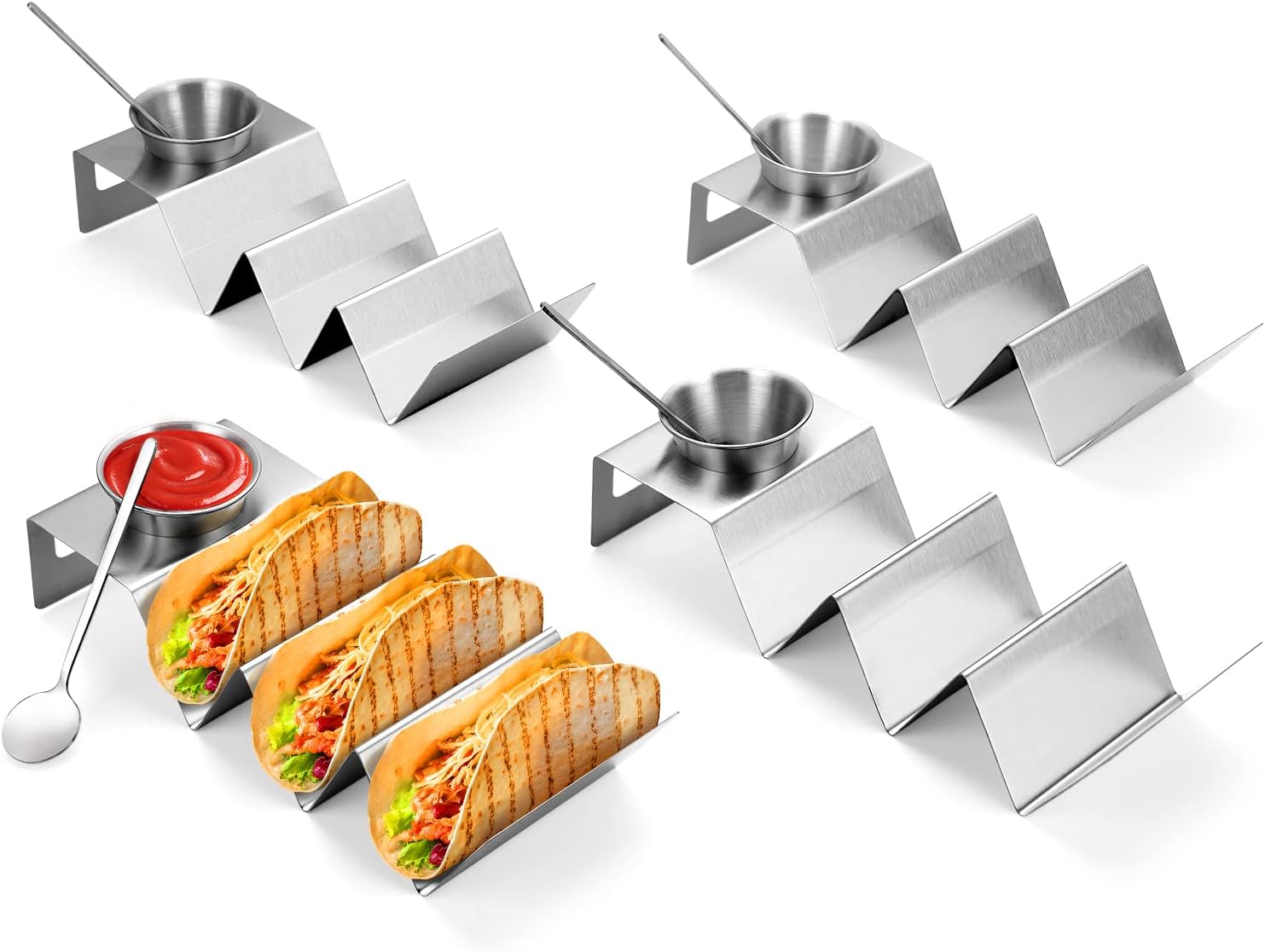 Amazon.com: Taco Holder Set of 4, Anylion Taco Holder Stand, Stainless ...