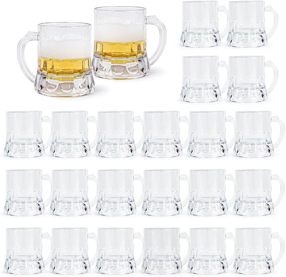 Amazon.com | LiveBe Mini Plastic Beer Mug Shot Glasses with Handles for ...