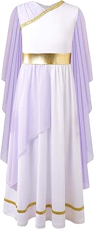 Amazon.com: YONGHS Greek Toga Robe for Girls Ancient Greece Dress Up ...