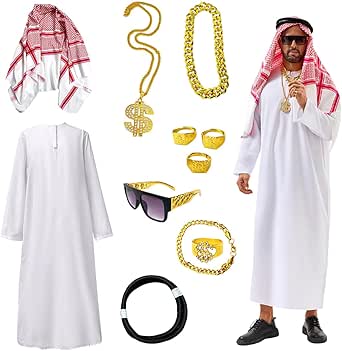 Amazon.com: YOSECOSE Men's Arab Costume Middle East Muslim Robe Adult ...