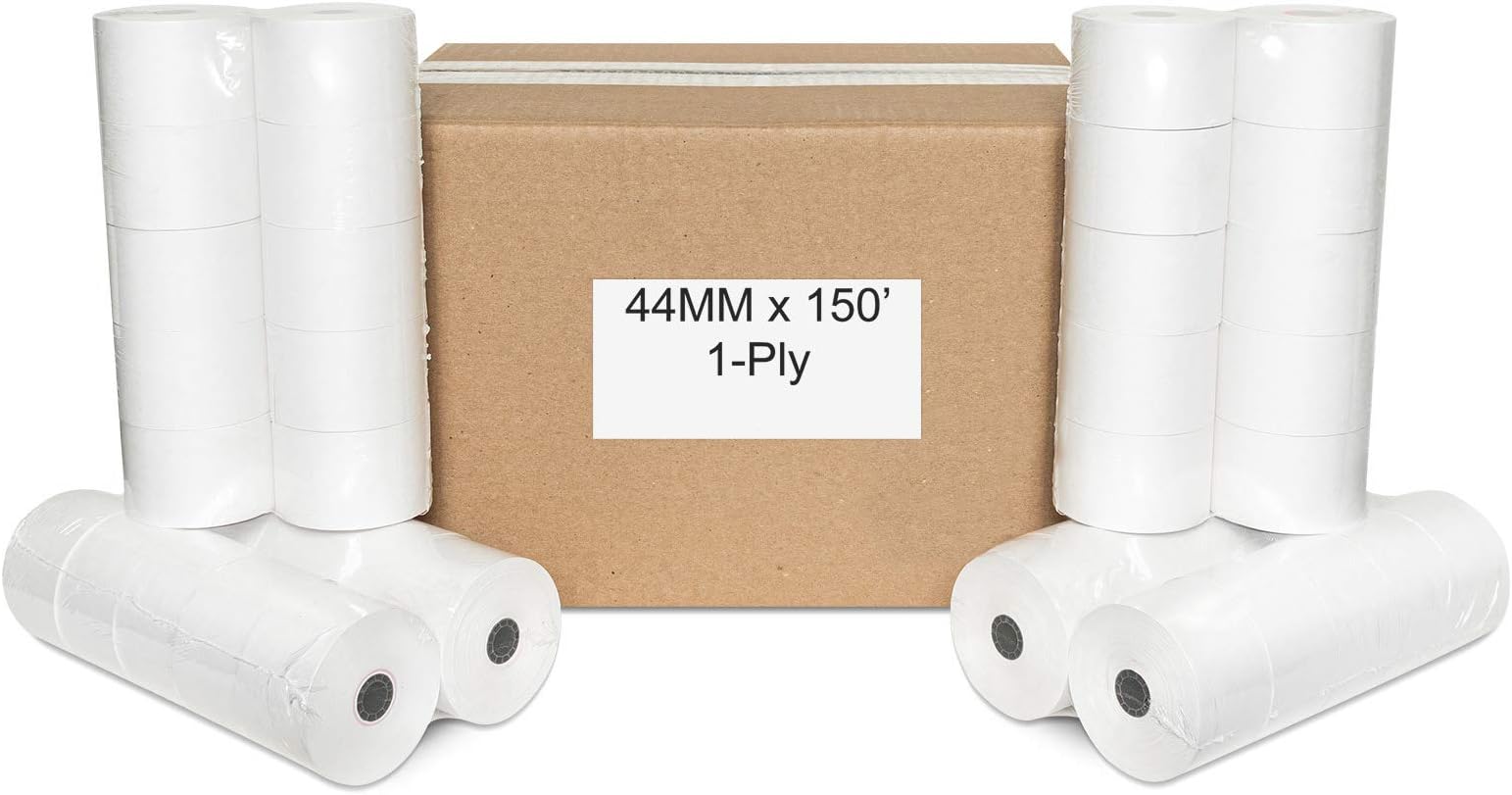 Amazon.com : 44 MM X 150' CASH REGISTER 1 PLY BOND PRINTER POS PAPER ...