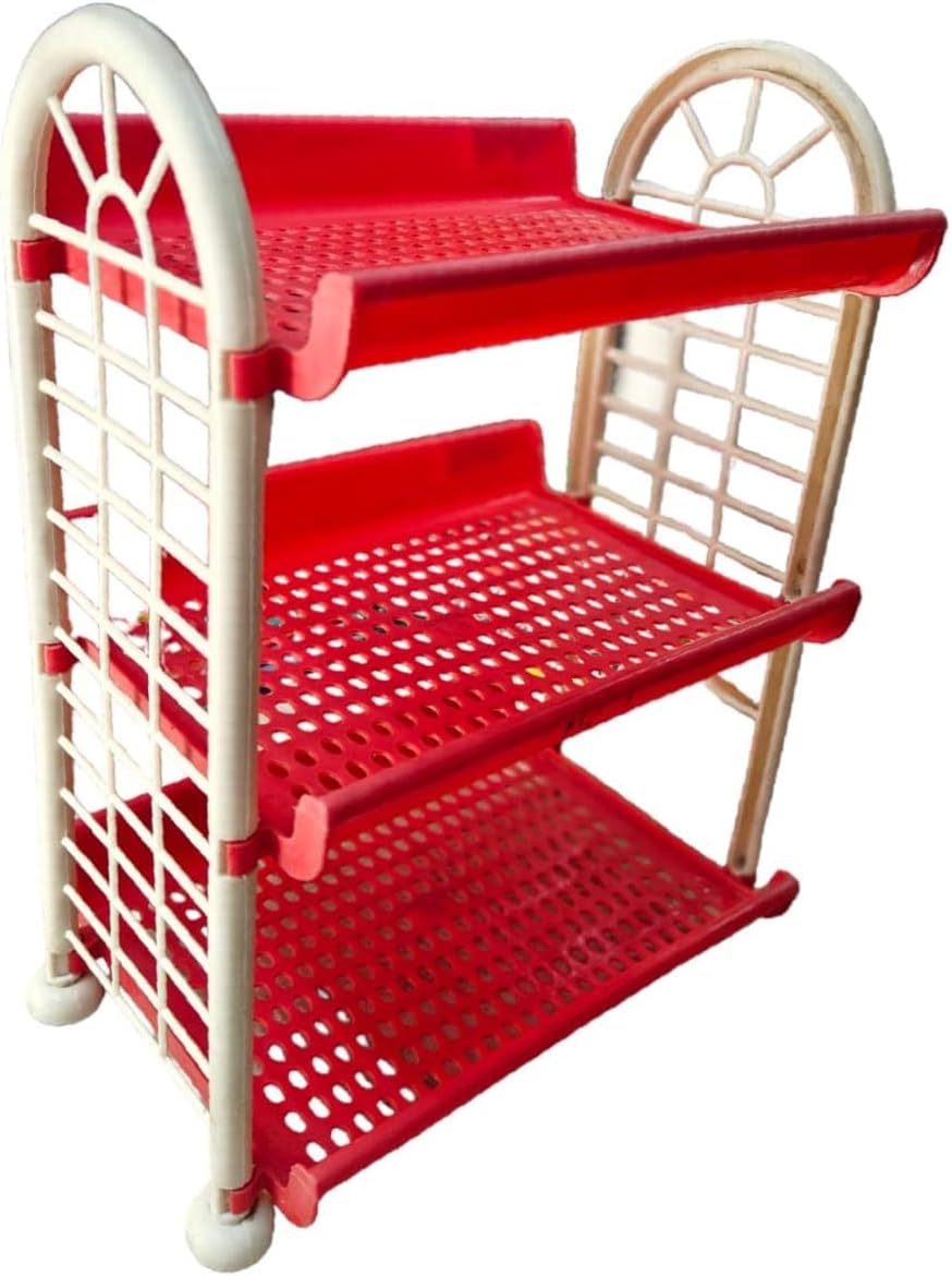 SAURA - 3 Shelf Multipurpose Storage Rack, Grey : Amazon.in: Home & Kitchen