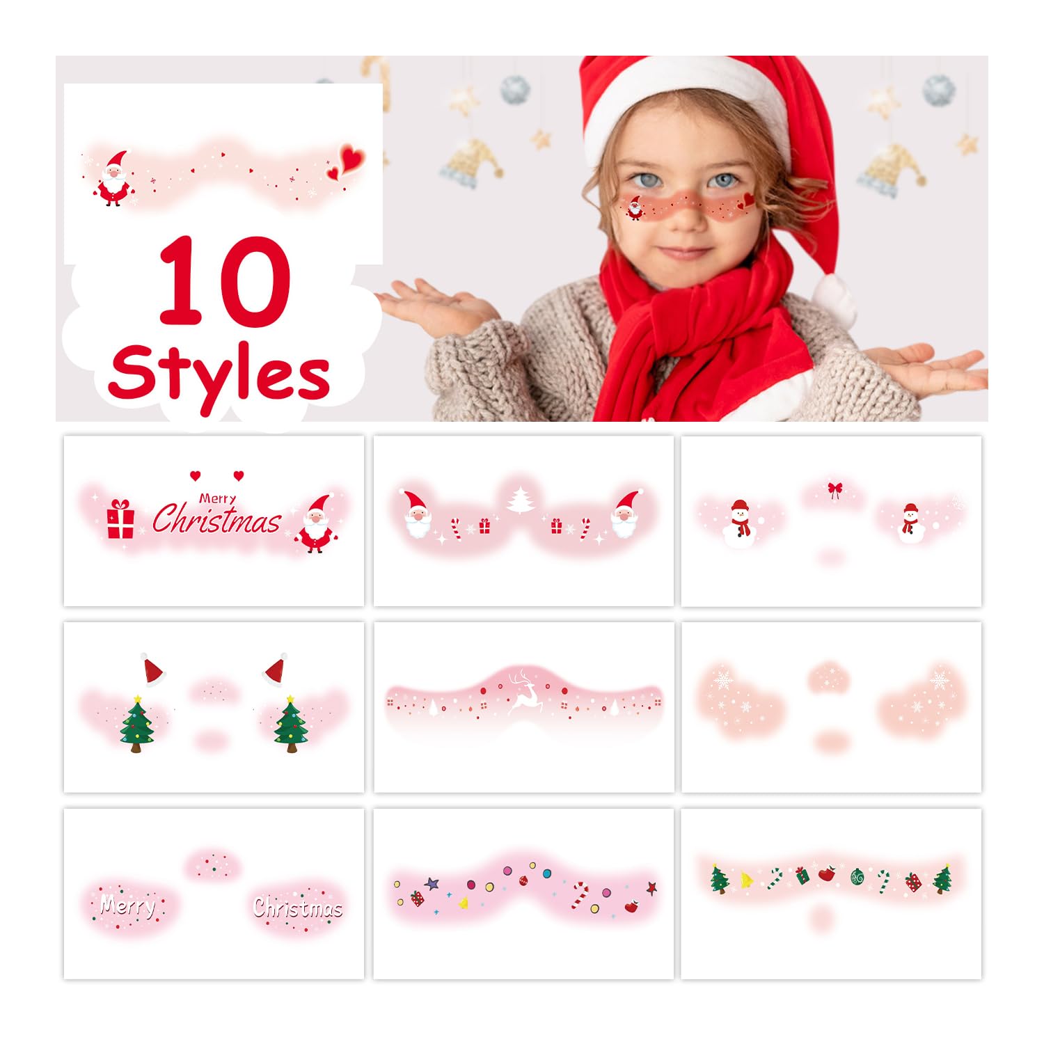 Amazon.com: Partywind Christmas Temporary Face Tattoos, Fake Tattoo ...