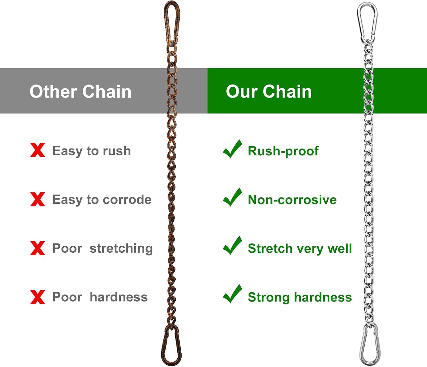 Awroutdoor Hanging Chair Chain, 66cm Stainless Steel Extension Chain ...