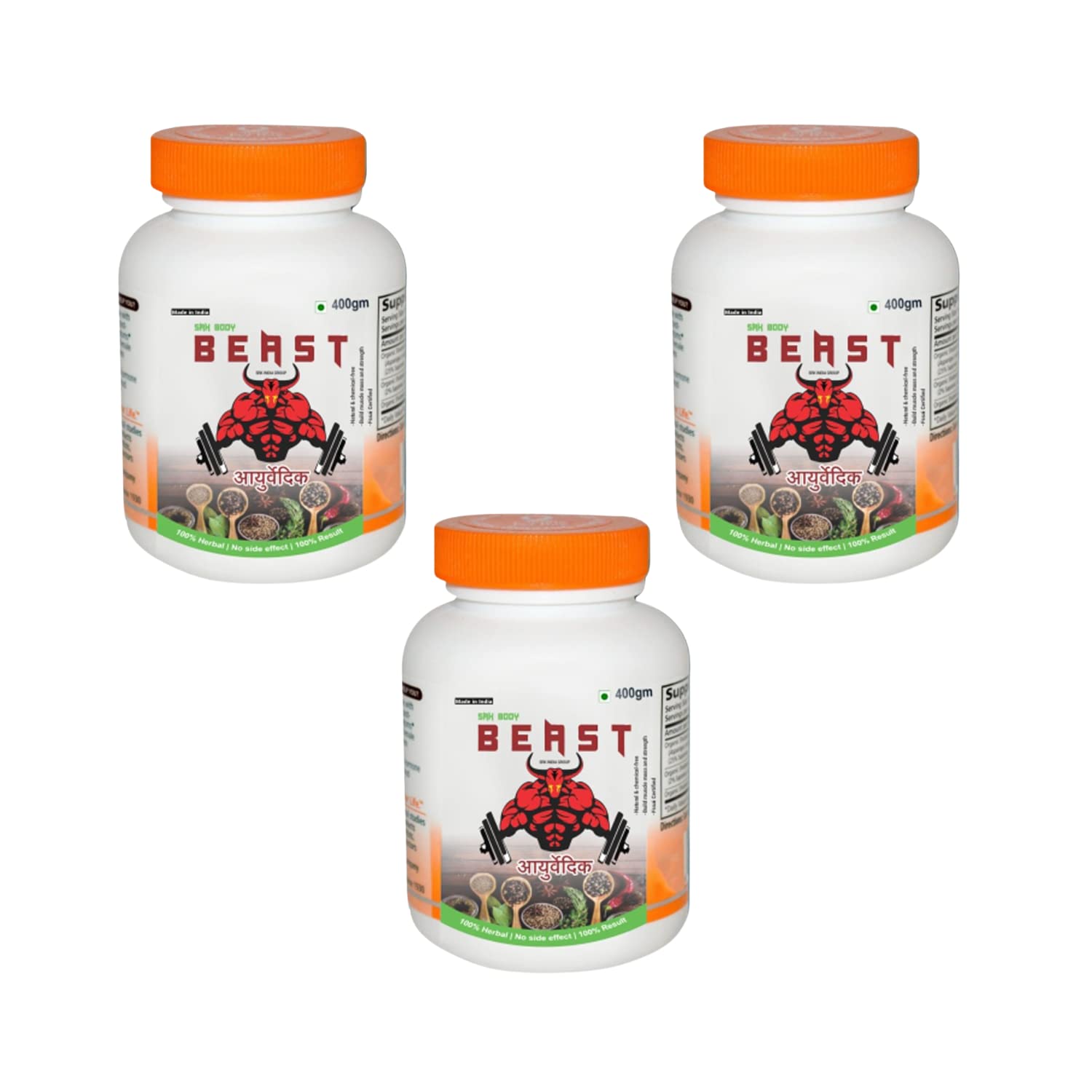 BEAST Ayurvedic Mass & Weight Gainers Powder 500 Gram ( Pack Of 3 ...