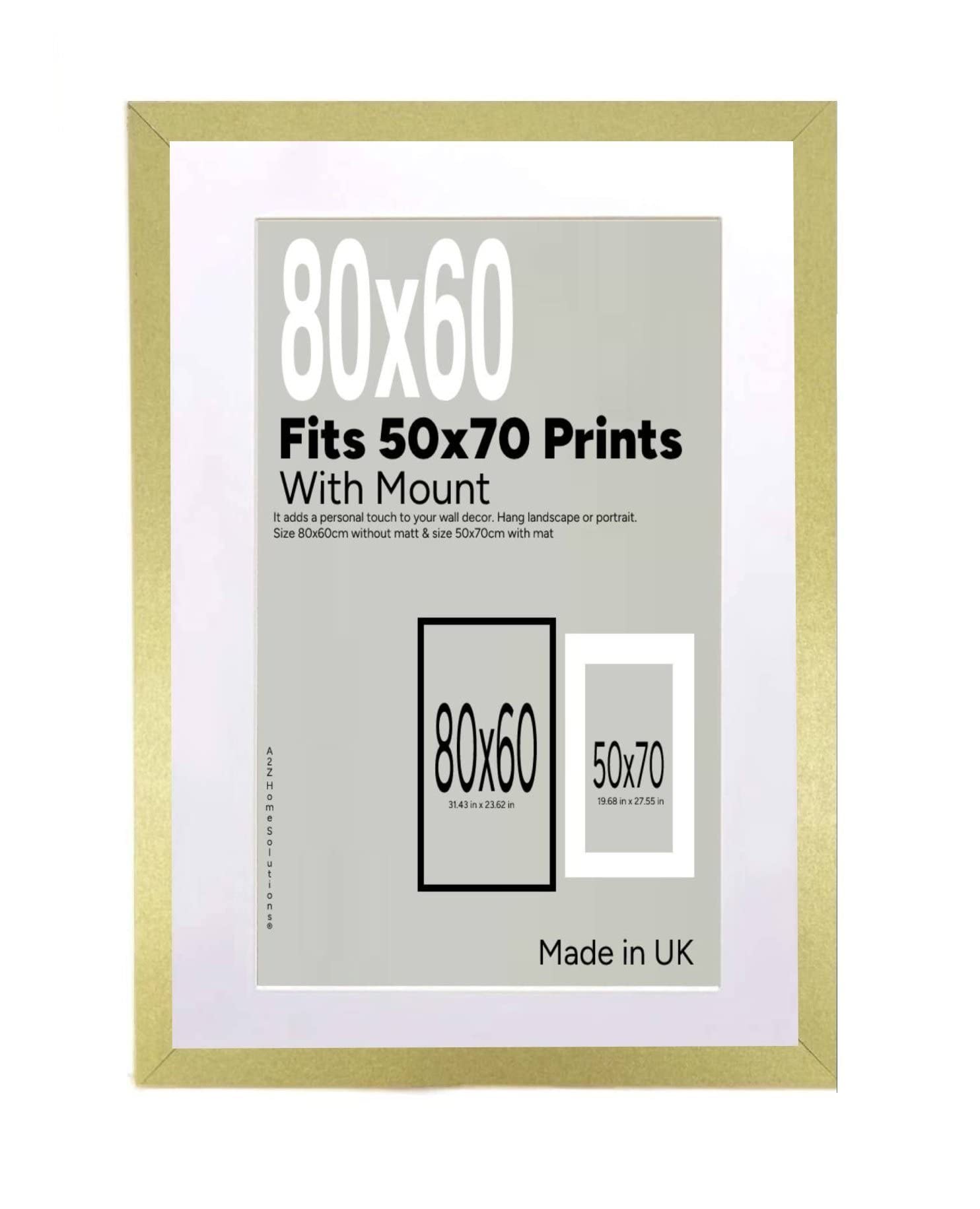 A2Z Home Solutions® Poster Frame Gold 80x60 cm With Mount 50x70 cm ...