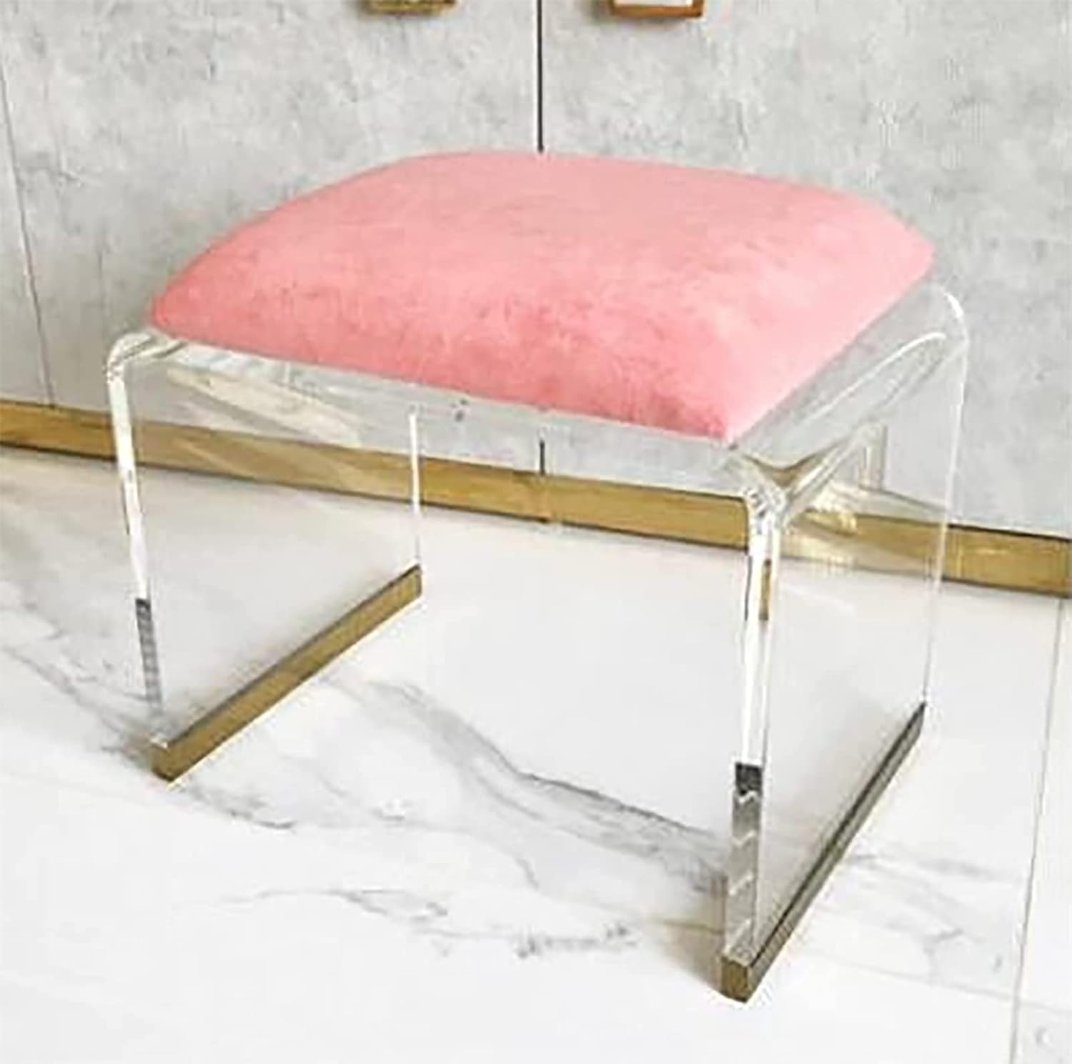 Amazon.com: QQXX Acrylic Stool with Velvet Padded Seat,Clear Acrylic ...