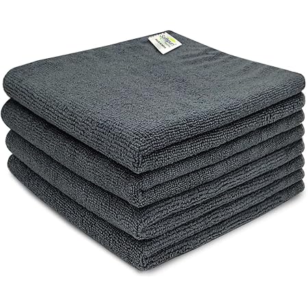 SOFTSPUN Microfiber Basic Cleaning Cloths 4 pcs 40x40cms 280 GSM Grey ...