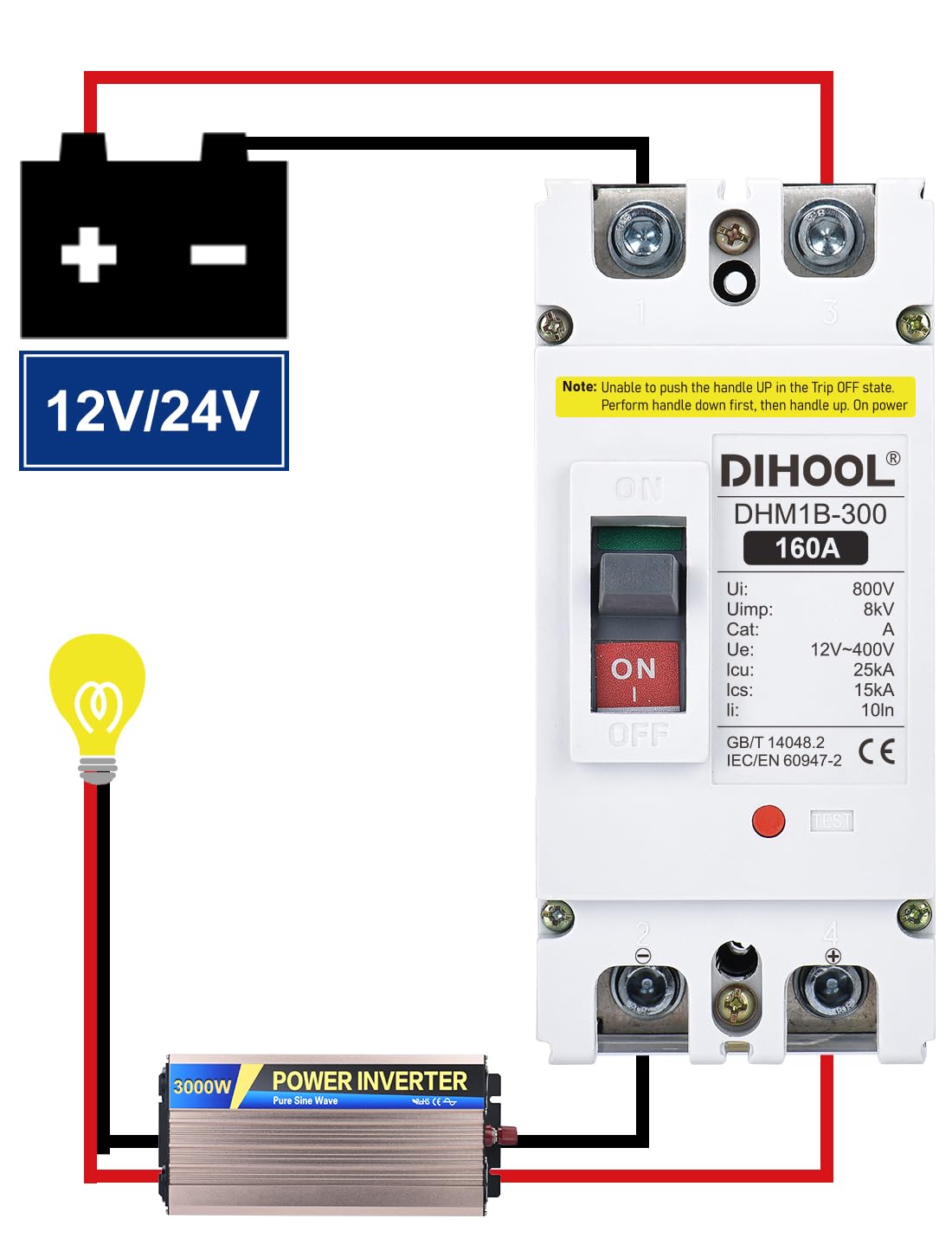 Snapklik.com : Main 160 Amp DC Circuit Breaker, 500V Battery Disconnect ...