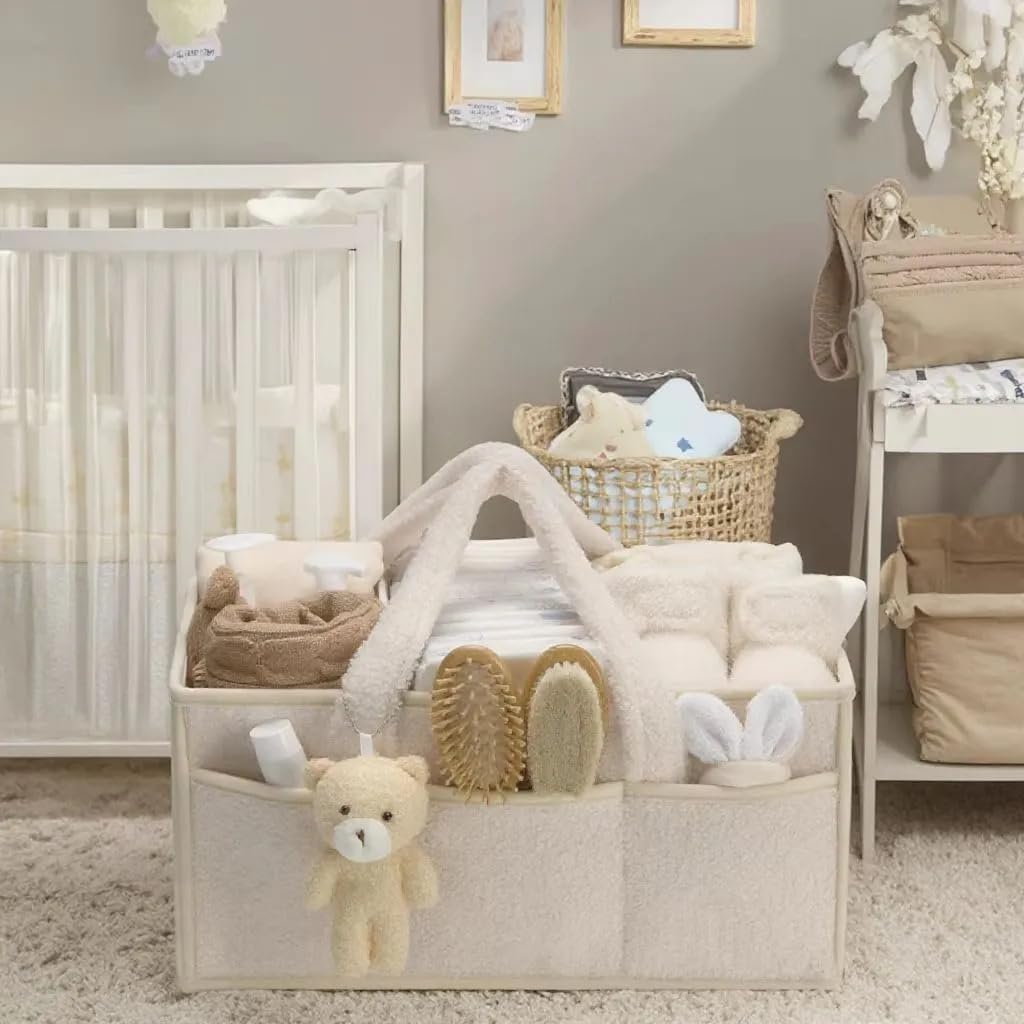 Amazon.com: Teddy Diaper Caddy Organizer | Soft & Portable Baby Storage ...