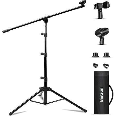 Amazon.com: Amazon Basics Adjustable Boom Height Microphone Stand with ...
