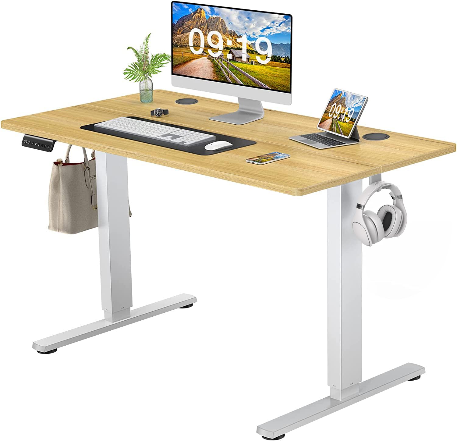 Sweetcrispy Height Adjustable Electric Standing Desk with Ergonomic ...