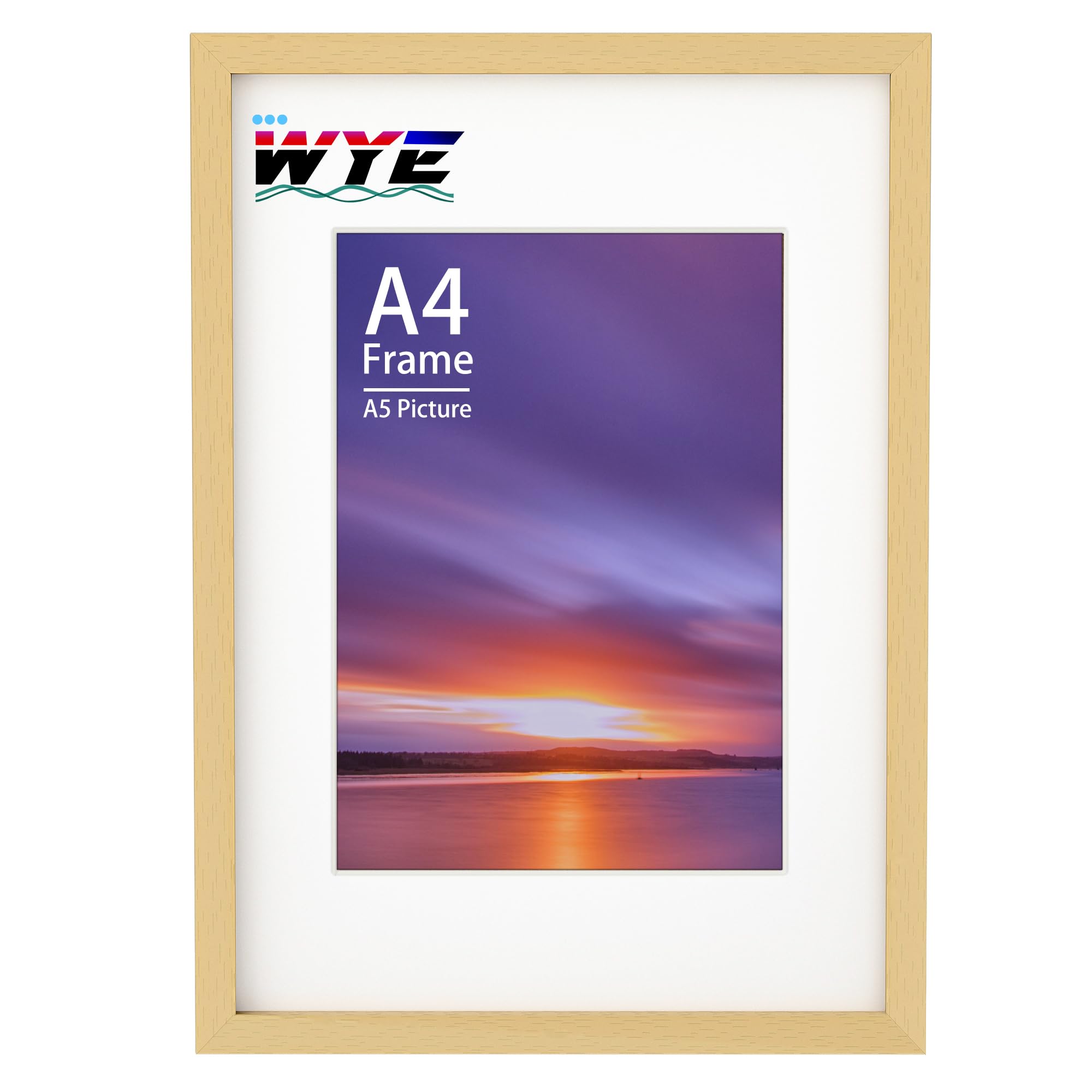 wyewye A4 Frame Wooden A4 Photo Frames with A5 Mount, A4 Picture Frames ...