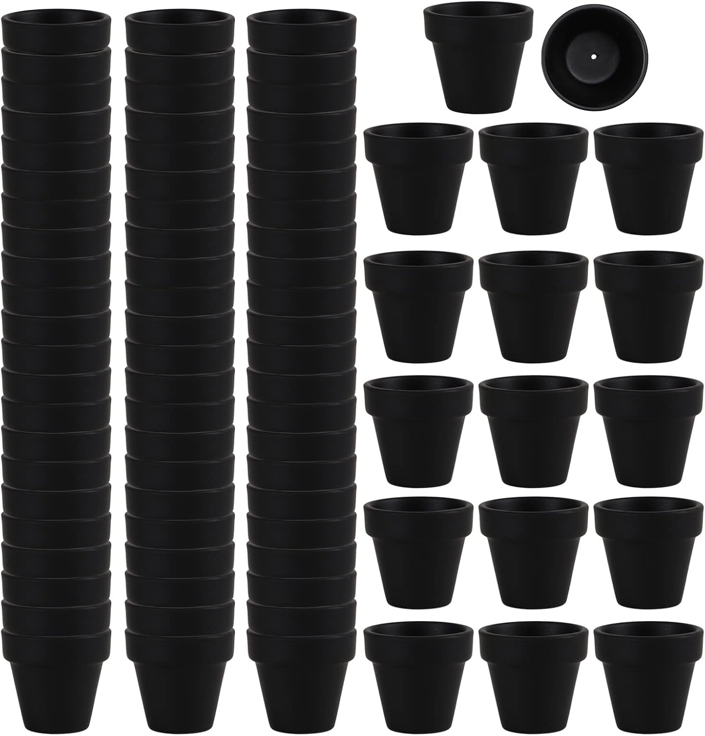 Amazon.com: 80 Pcs Small Mini Black Clay Pots 2.1'' Terracotta Pot Clay ...