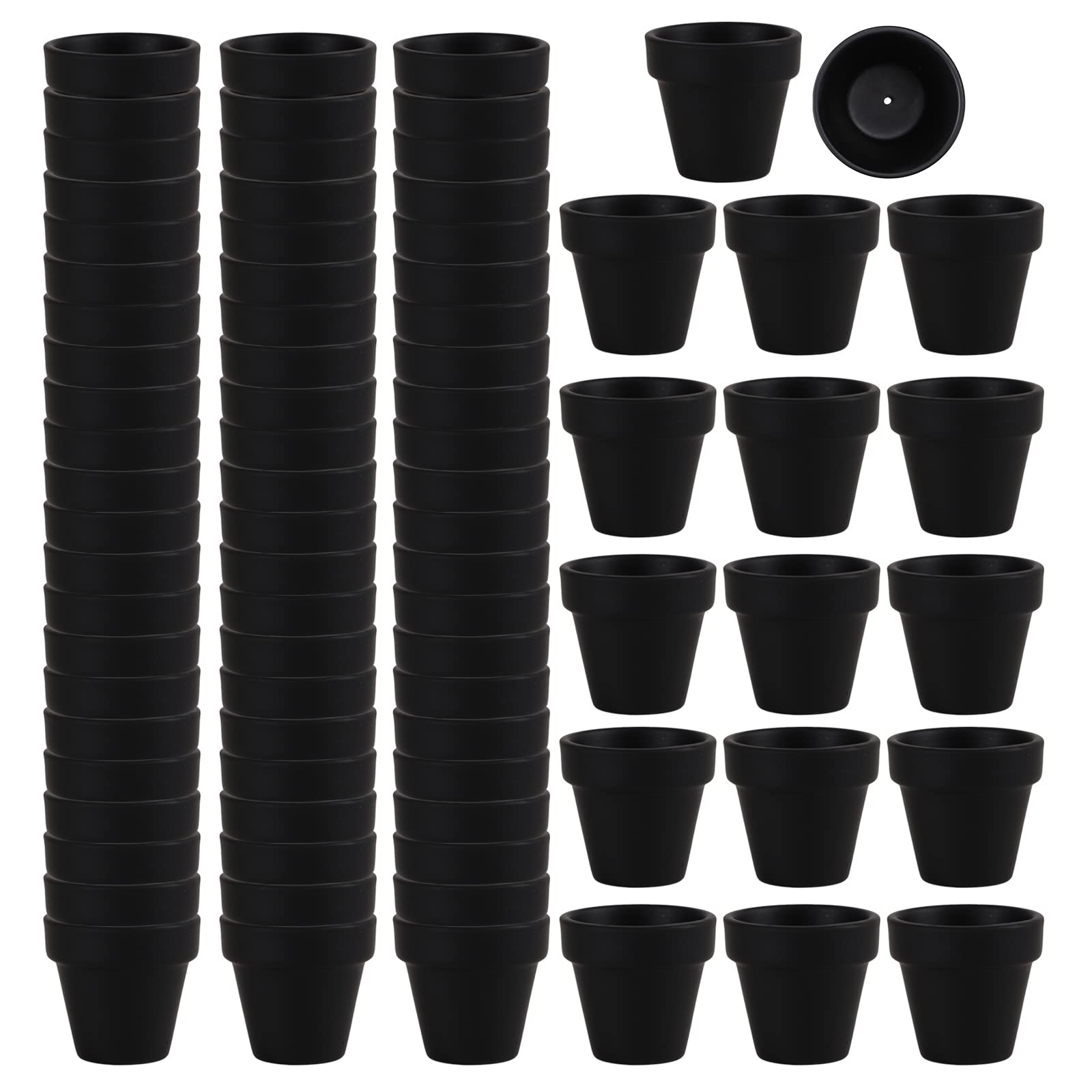 Amazon.com: 80 Pcs Small Mini Black Clay Pots 2.1'' Terracotta Pot Clay ...