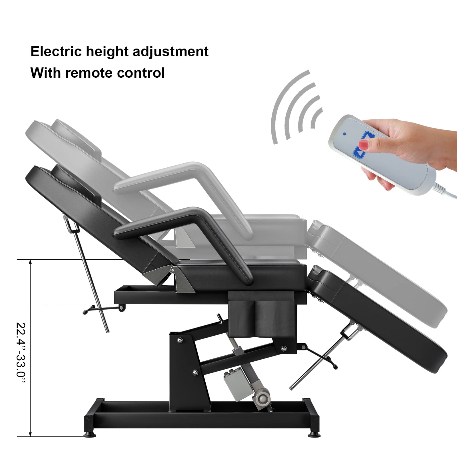 OKAKOPA Electric Height Facial Bed Chair, 3-Section Adjustable Tattoo ...