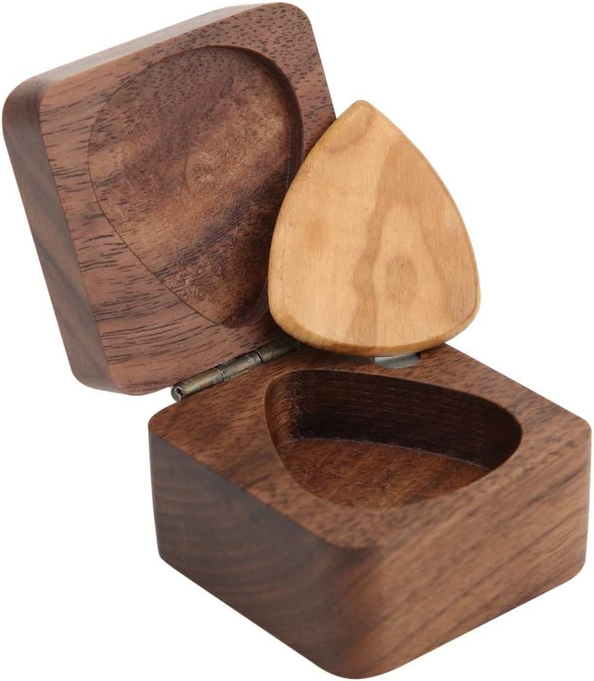 Amazon.com: Guitar Picks Case Plectrum Box,Acacia Wood Guitar Pick Box ...