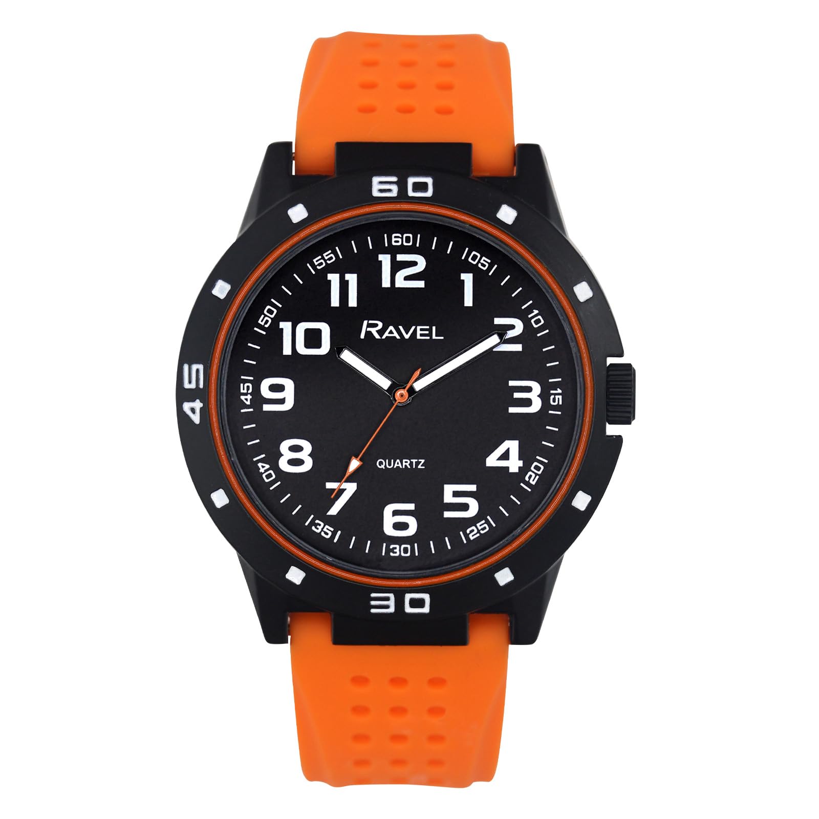 Ravel - Men's Black Cased Sports Watch with Colour Co-ordinated Bezel ...