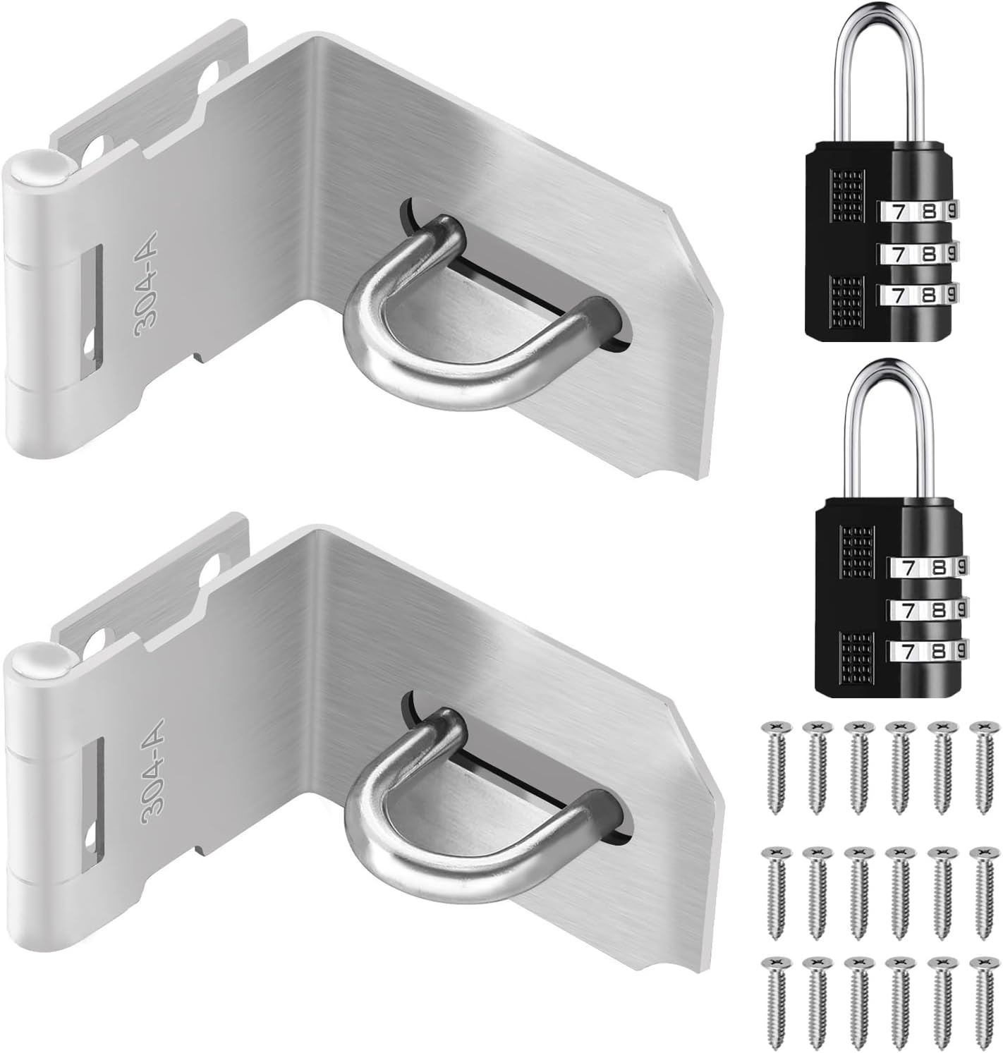 Tanbupu 2Pcs Door Locks Hasp Latch,4 Inch 90 Degree 304 Stainless Steel ...