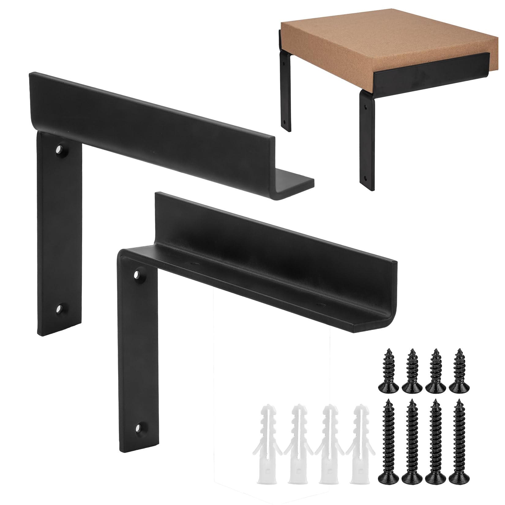 zrfgbxim 2 Pcs Shelf Brackets Heavy Duty, Black Wall Brackets for ...