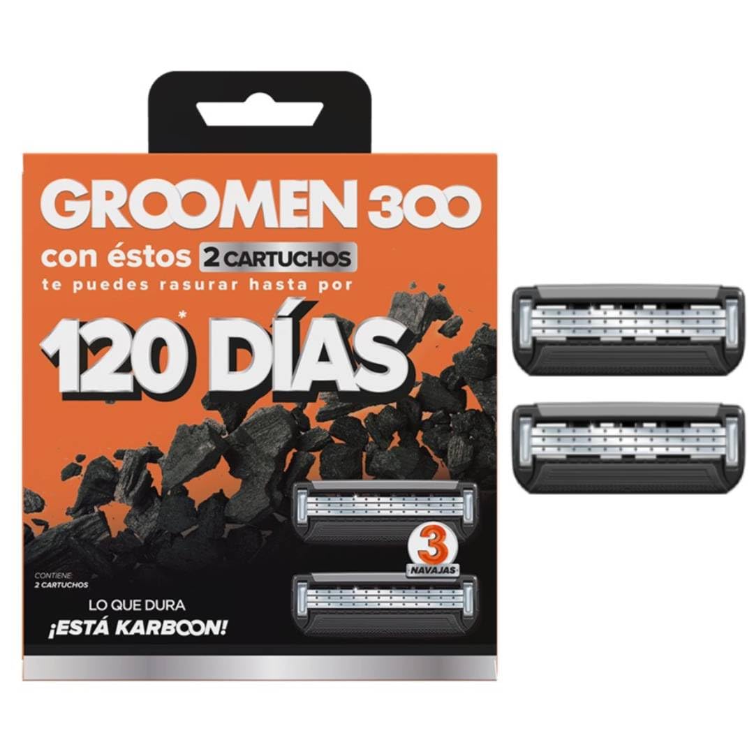 GROOMEN 300-2 Cartuchos desechables de 3 navajas. : Amazon.com.mx: Belleza